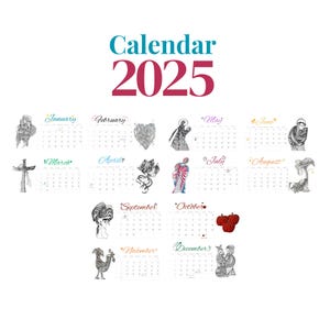 Printable 2025 Calendar, Digital Calendar Coloring, Monthly Planner ...