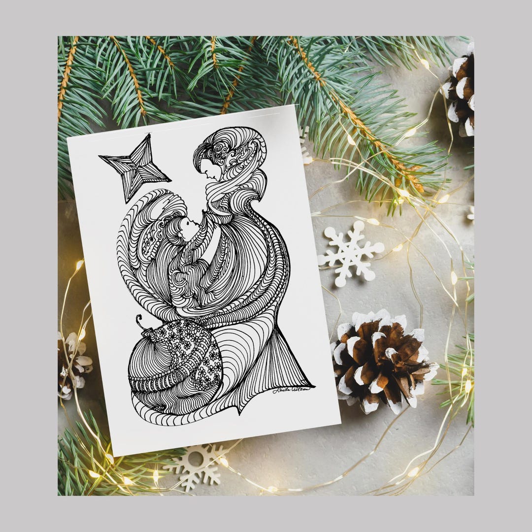 Line Art Printable, Original Artwork, Christmas Design SVG, Printable ...