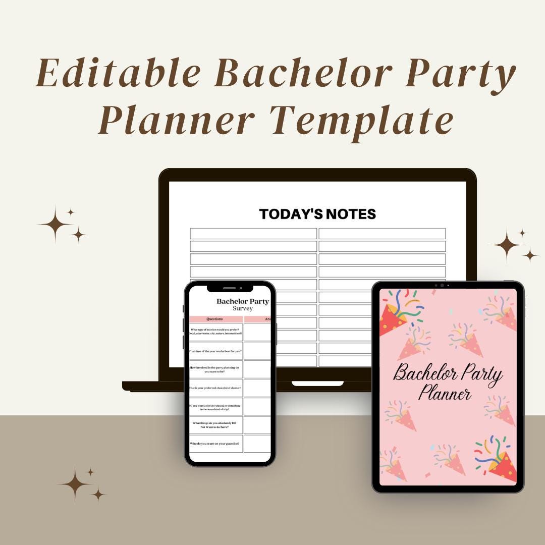 20 Pages Bachelor Party Planner, Ultimate Party Planning Guide ...
