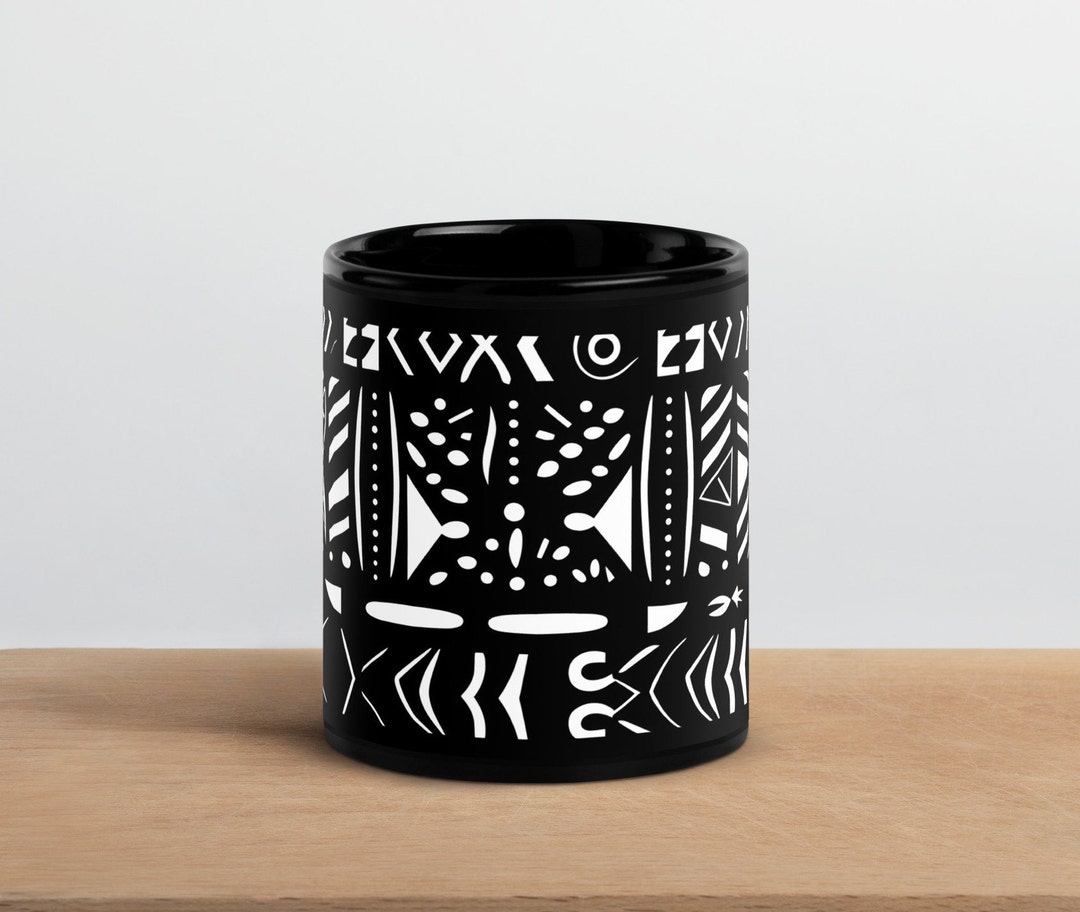 African Black and White Glossy Mug, a Unique Gift Choice, Cultural ...