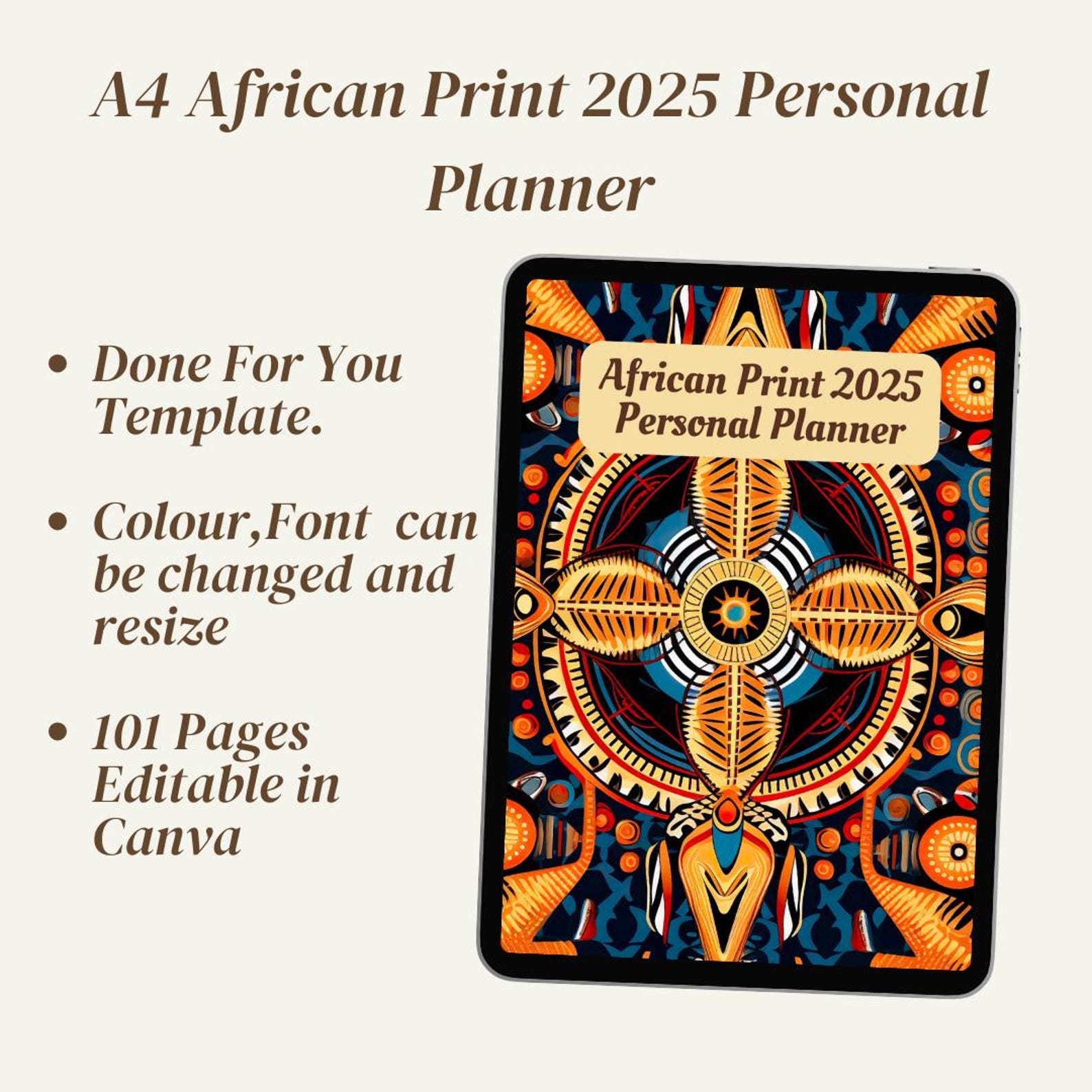 A4 African Print 2025 Planner: Cultural Heritage Organizer - Etsy