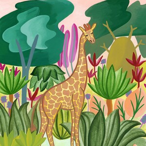Sunset Giraffe - Wall Art, Safari, Jungle Illustration, Home Decor ...