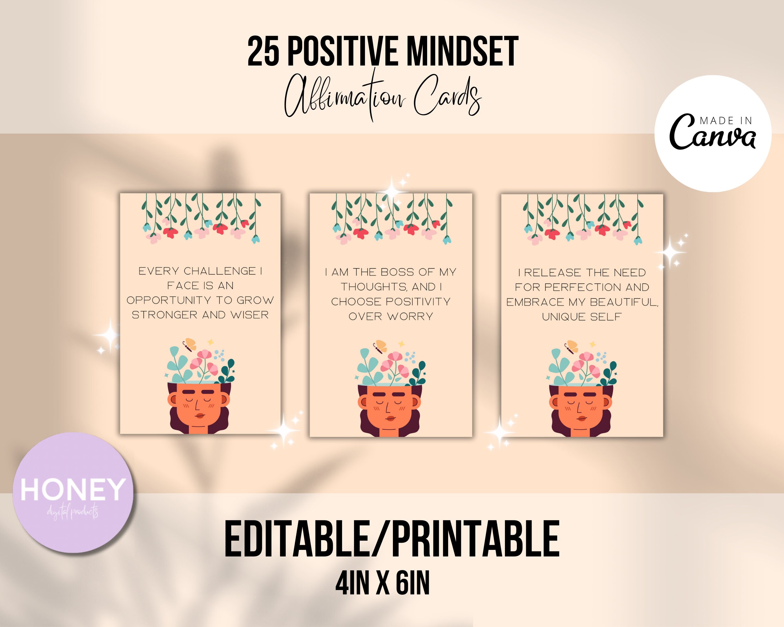25 Affirmation Cards Digital Download, Mindfulness Affirmations Deck ...