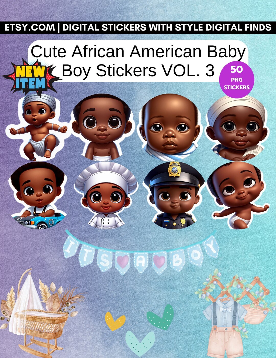 Cute African American Baby Boy Stickers VOL. 3 - Vivid and Stunning ...