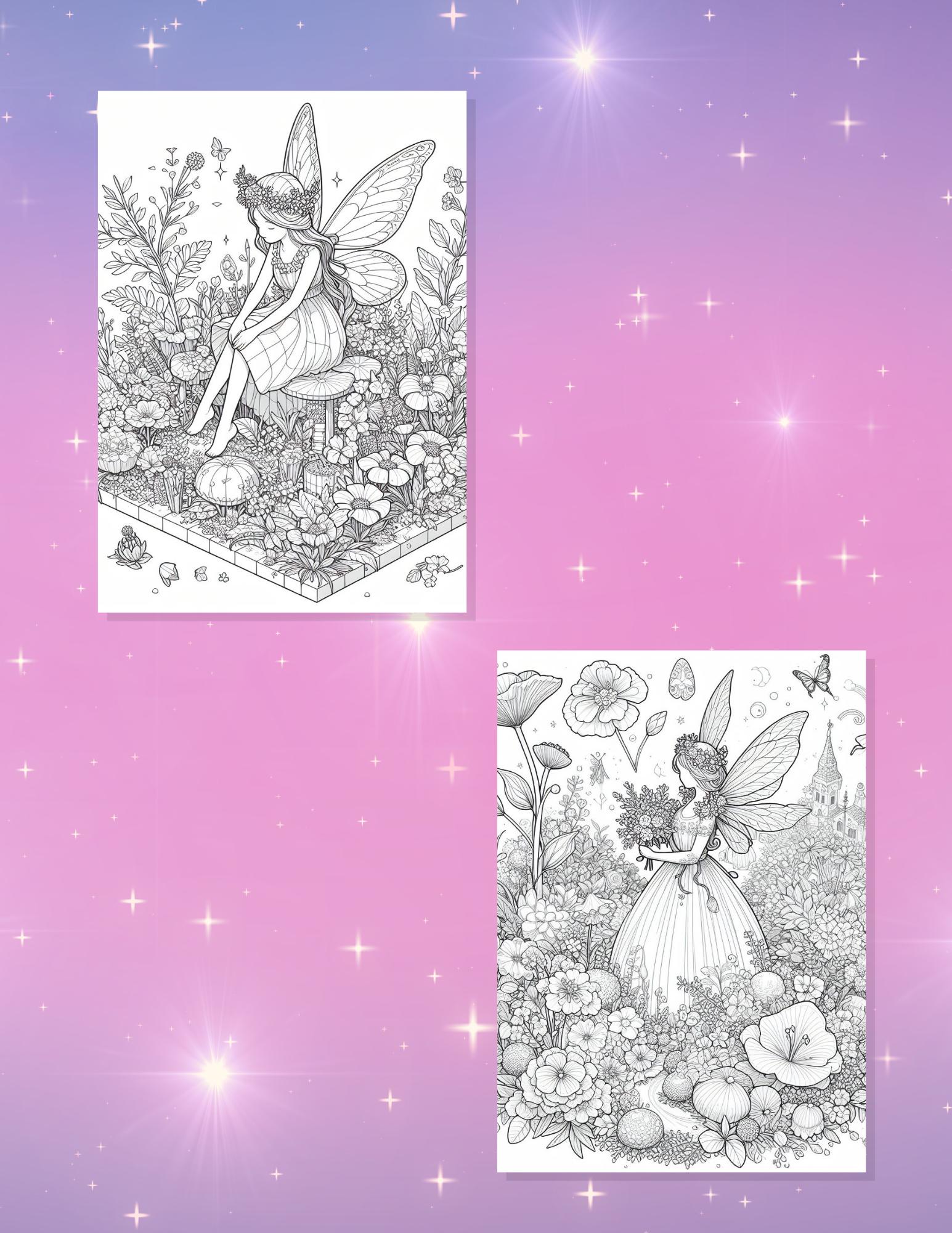 Magical Fairy Garden Coloring Book | 100 Pages (JPG, PDF, Canva) - Etsy