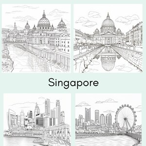Architecture & Cities Around the World Coloring Pages for Adults With ...