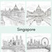 Architecture & Cities Around the World Coloring Pages for Adults With ...