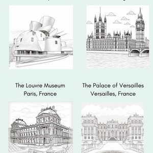 Architecture & Cities Around the World Coloring Pages for Adults With ...