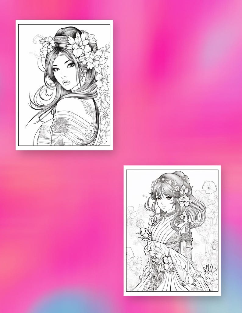 Anime Coloring Book | 50 Pages, Editable Covers (PNG, PDF, Canva) - Etsy