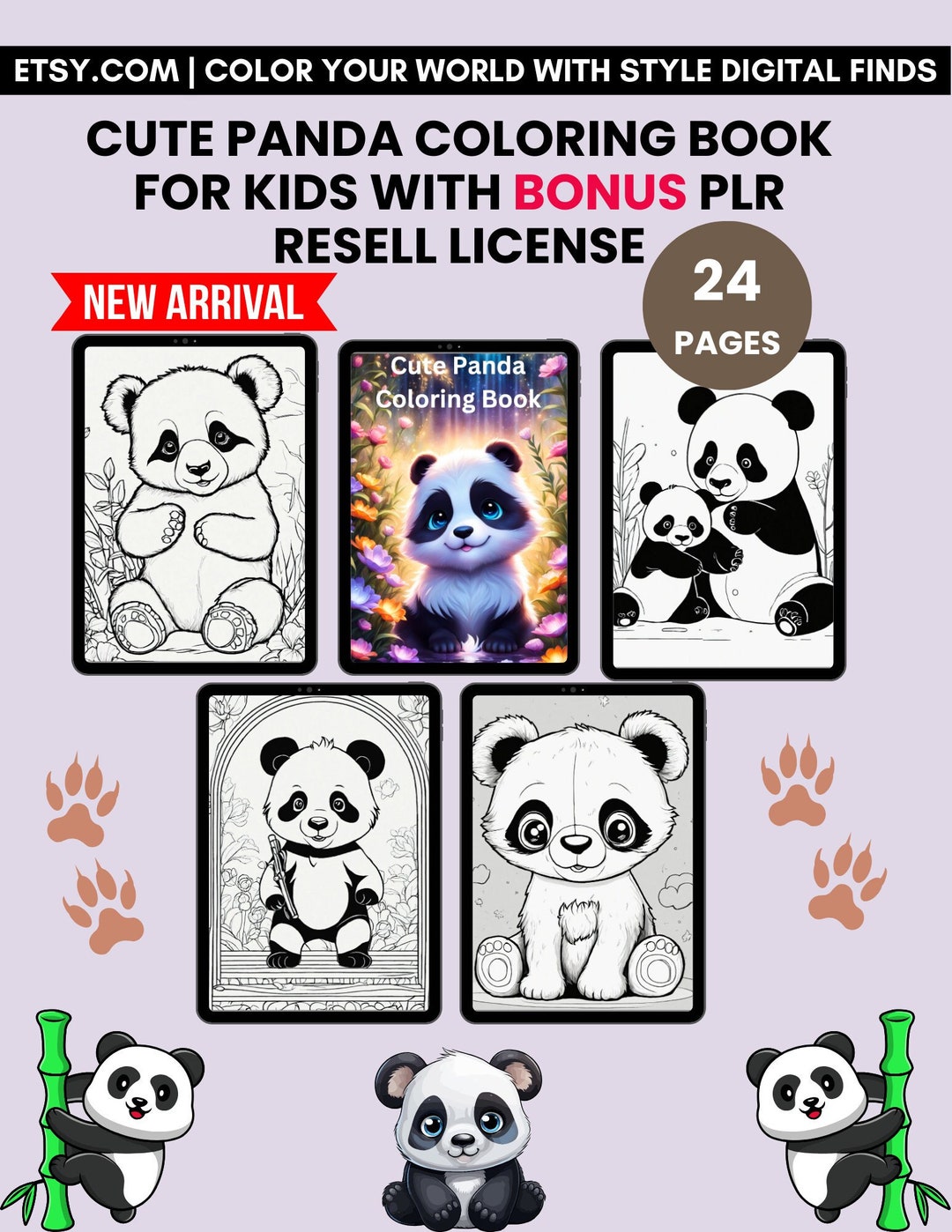 Cute Panda Coloring Book for Kids With PLR Resell License Included - Etsy