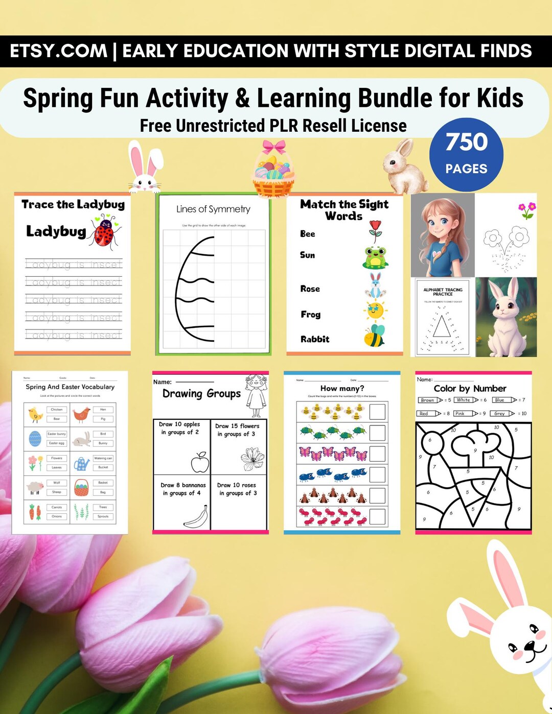 Spring Fun Activity & Learning Bundle for Kids With Unrestricted PLR ...