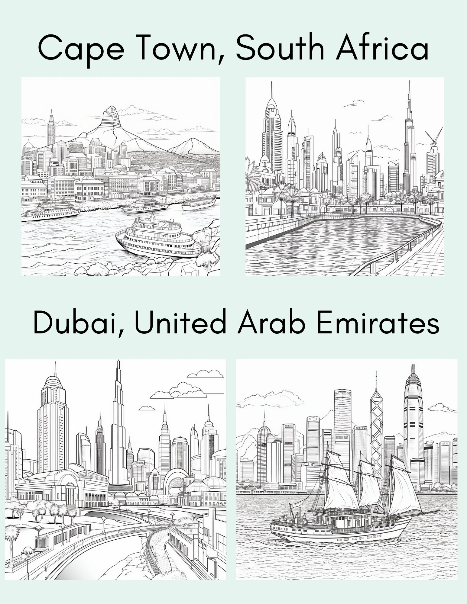 Architecture & Cities Around the World Coloring Pages for Adults With ...