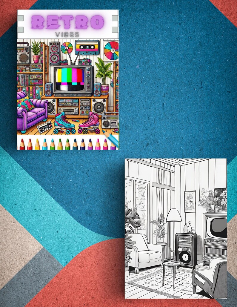 Retro Vibes Coloring Pages | Printable Coloring PDF | Nostalgic Art ...