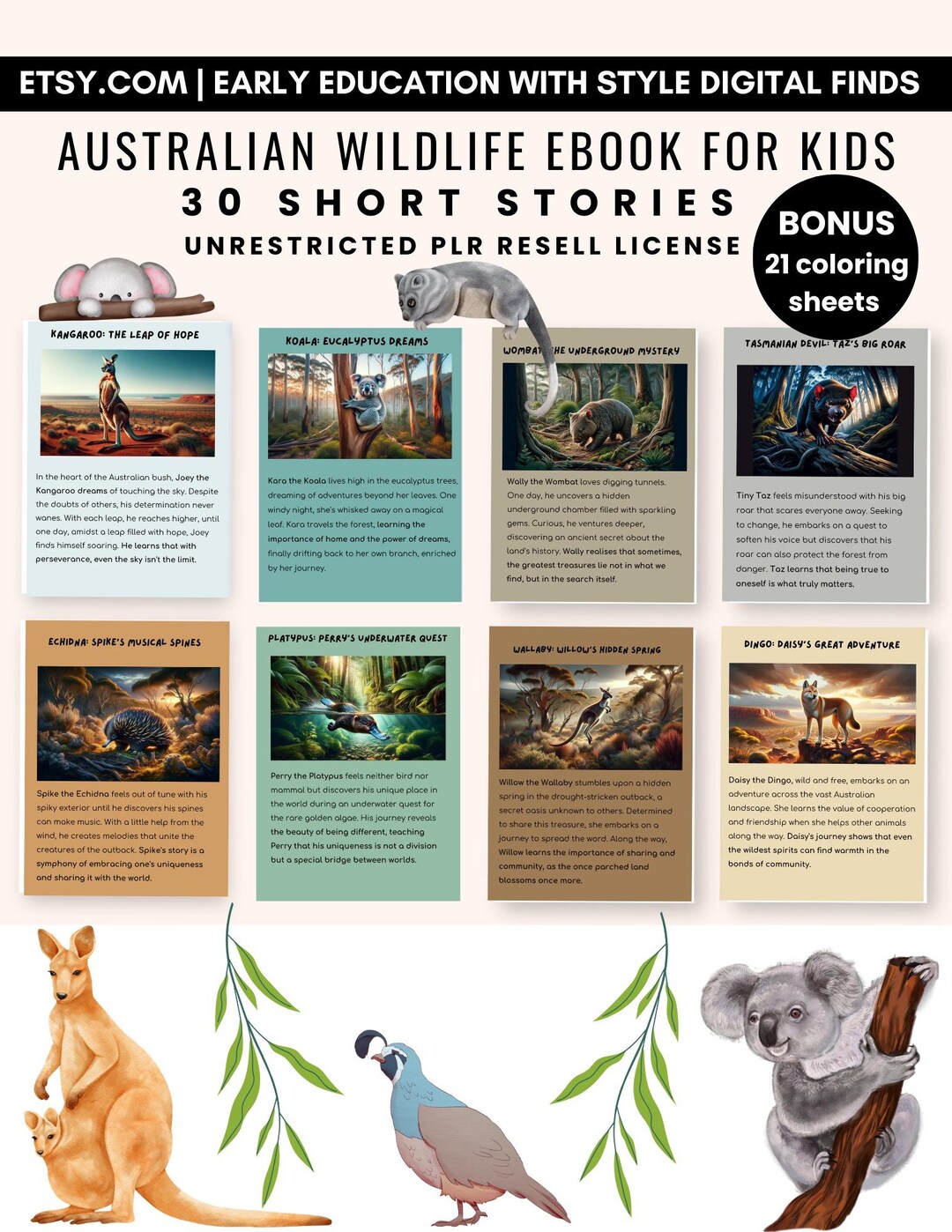 Kid's Australian Wildlife 30 Short Stories EBOOK With BONUS Animal ...