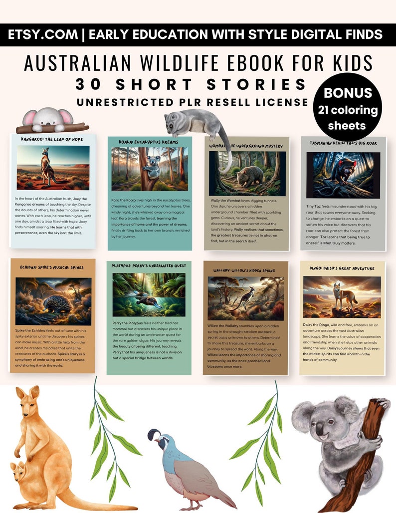 Kid's Australian Wildlife 30 Short Stories EBOOK With BONUS Animal ...