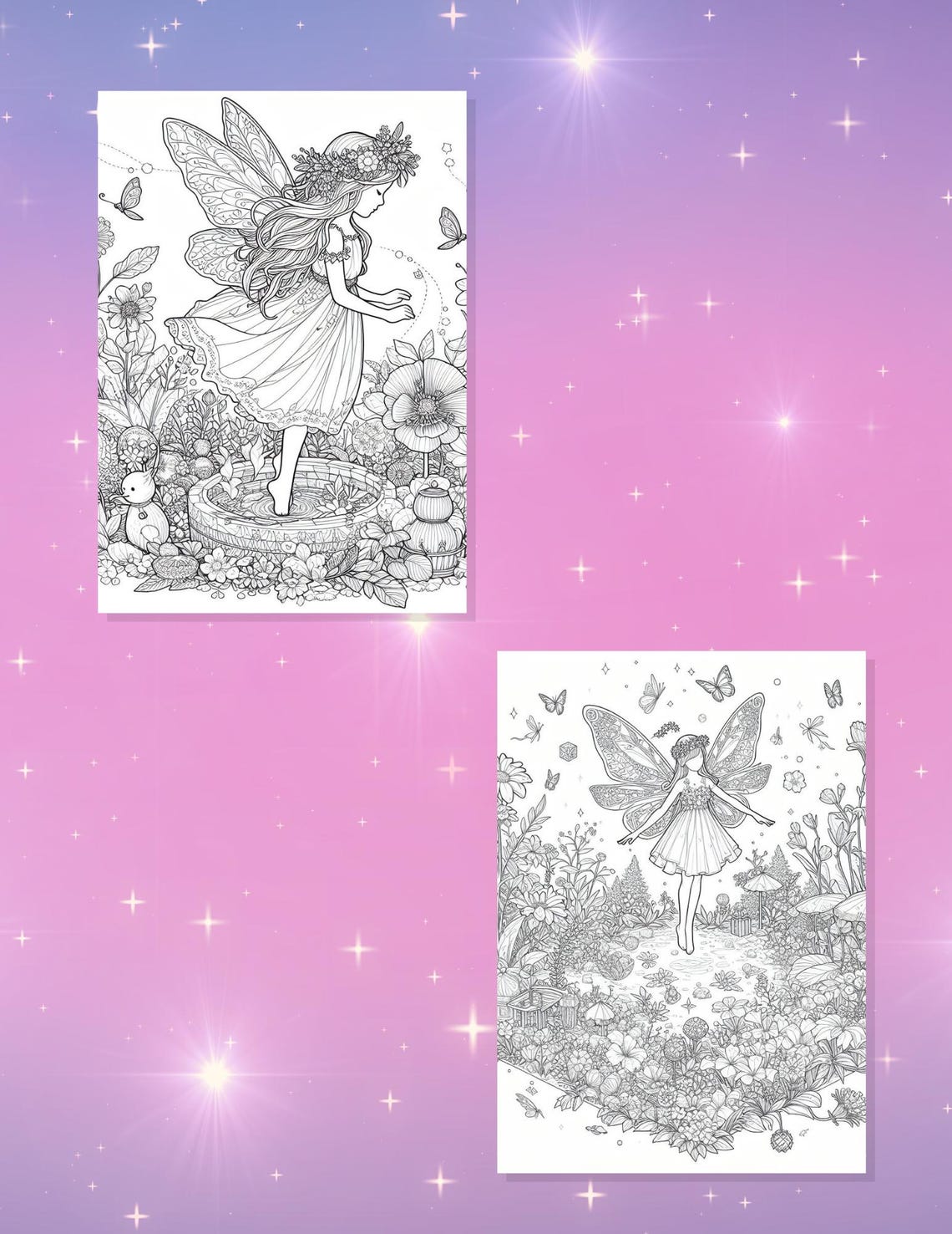 Magical Fairy Garden Coloring Book | 100 Pages (JPG, PDF, Canva) - Etsy
