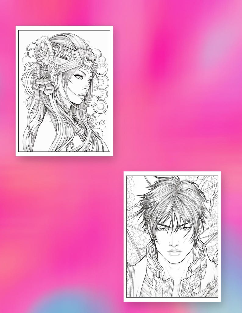 Anime Coloring Book | 50 Pages, Editable Covers (PNG, PDF, Canva) - Etsy
