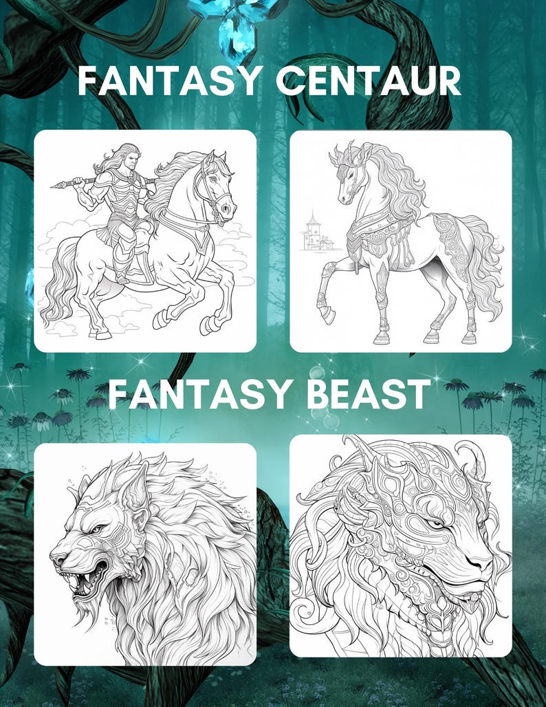 Fantasy Creatures Coloring Pages | 109 Unique Designs (printable PDF ...