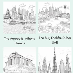 Architecture & Cities Around the World Coloring Pages for Adults With ...