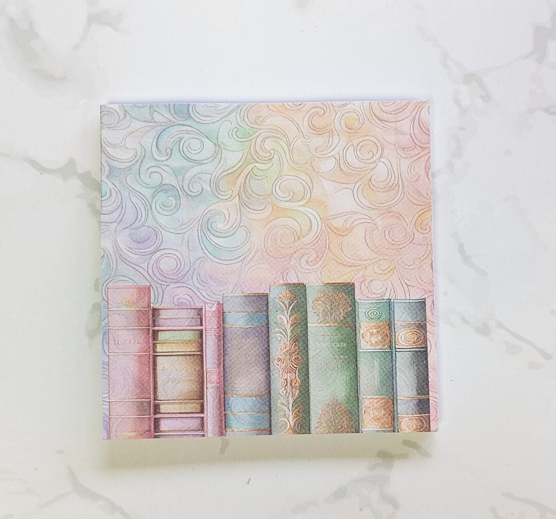 Rainbow Swirls Bookshelf Sticky Notes, Pastel Bookshelf Sticky Notes ...