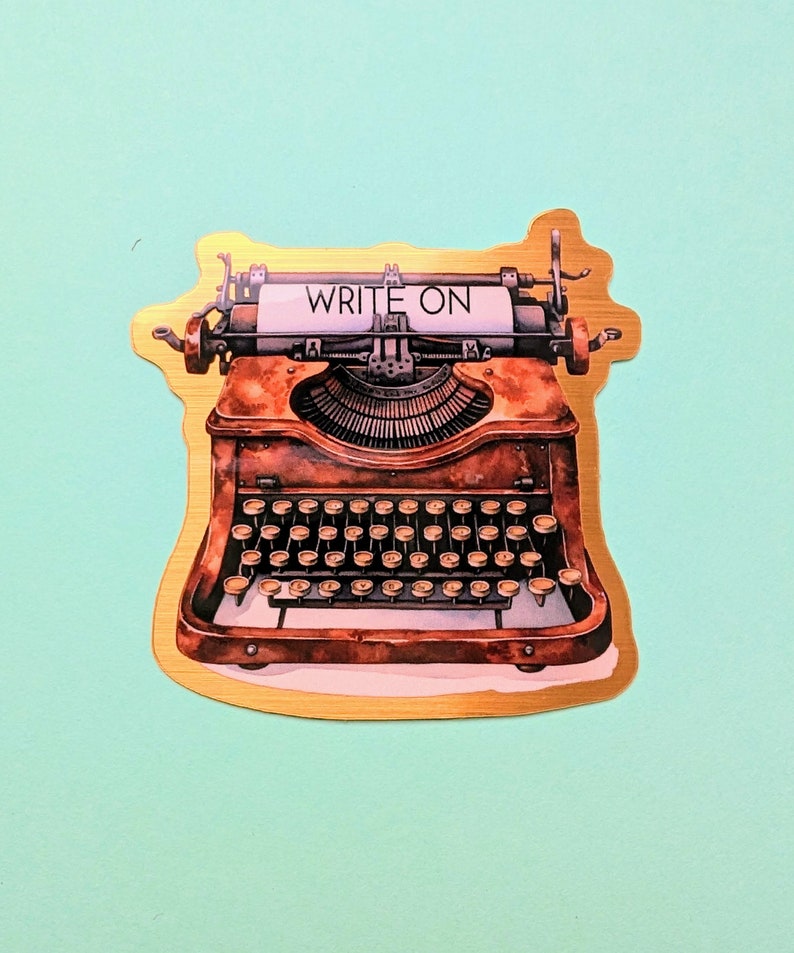 Write on Typewriter Brushed Gold Die Cut Vinyl Sticker - Etsy