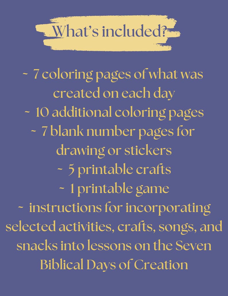 Bible Creation Craft and Activity Worksheets for Ages 3 to 7, 7 Days of ...