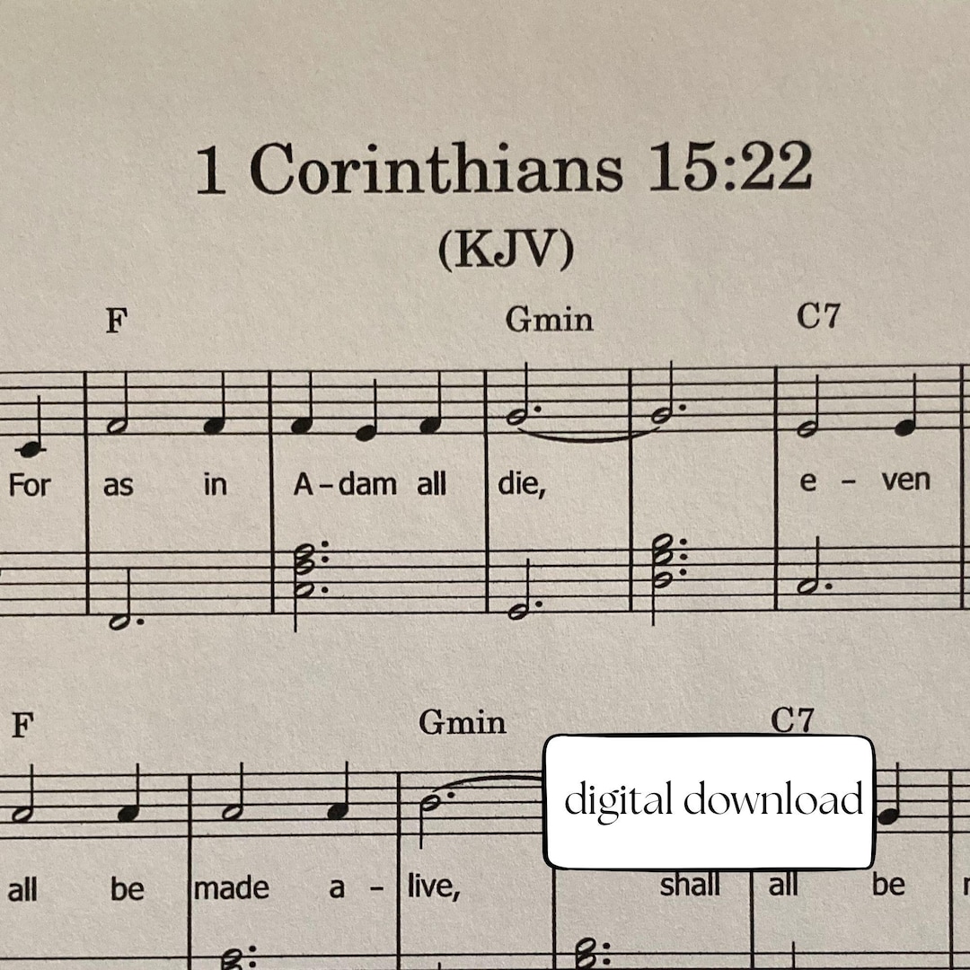 Sheet Music 1 Corinthians 15.22 KJV Bible Verse Salvation Song, Teach ...