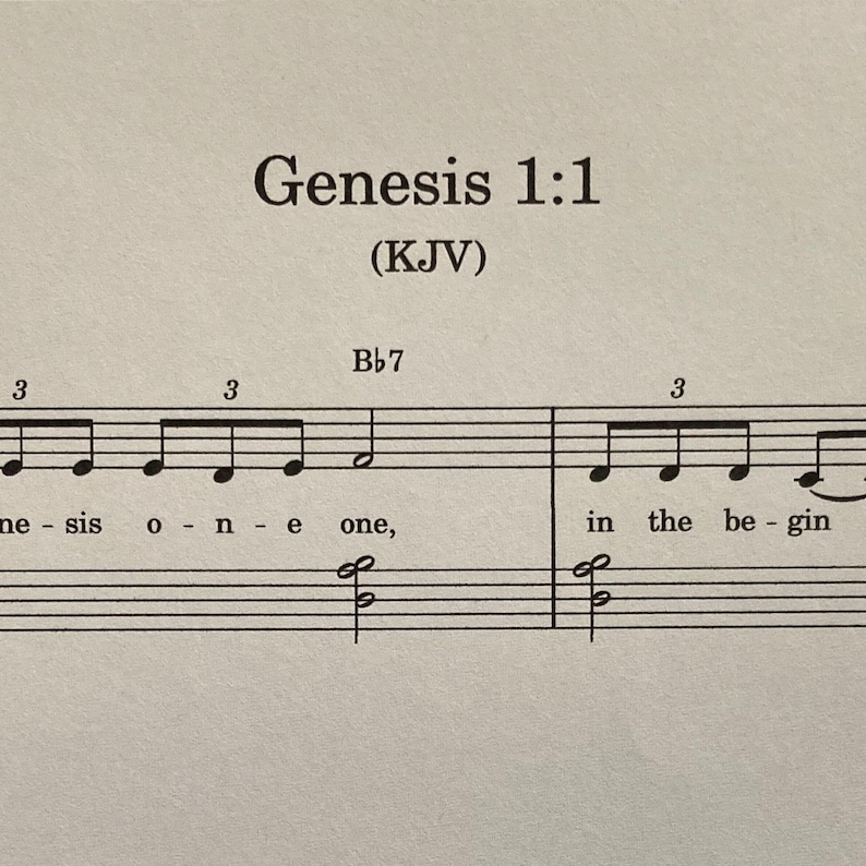 Sheet Music Genesis 1.1 KJV Bible Verse Creation Song, Teach Children ...