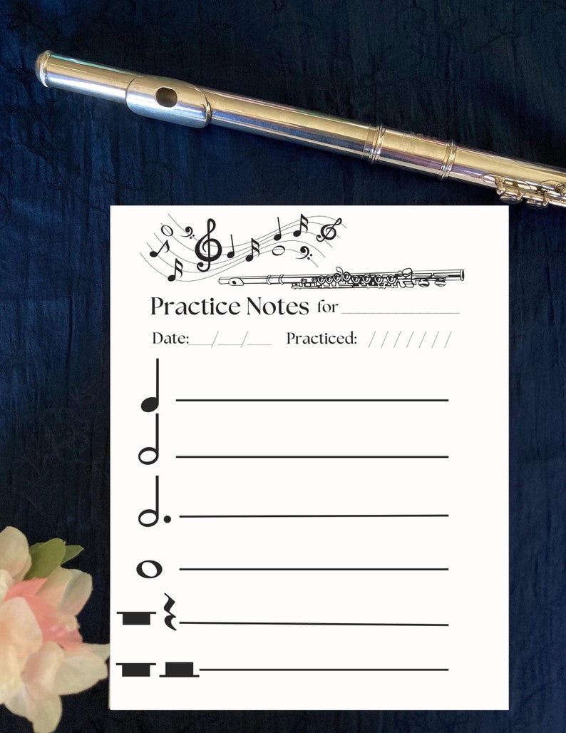 Printable Flute Lesson Practice Notepaper for Students Digital Download ...