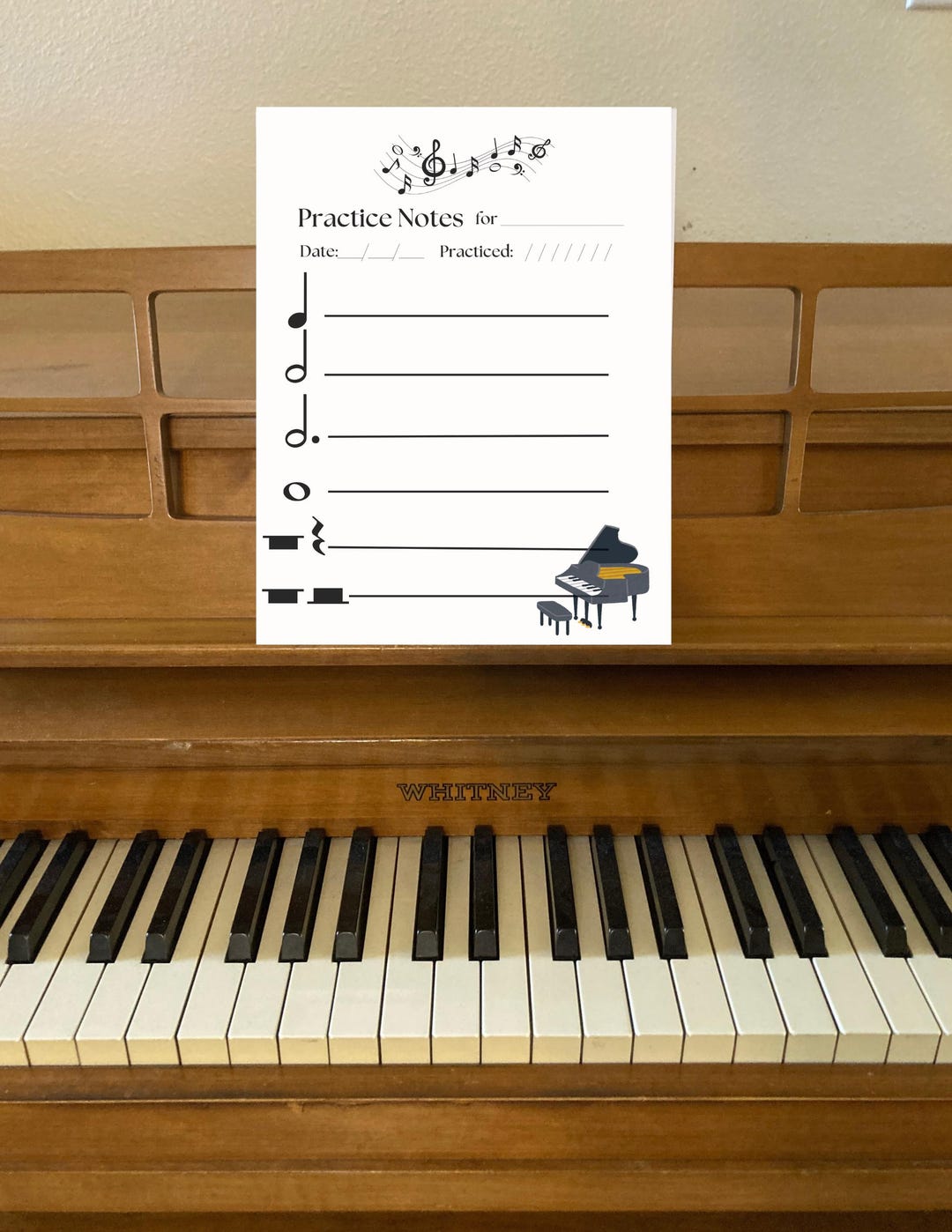Printable Piano Lesson Practice Notepaper Featuring Musical Note ...
