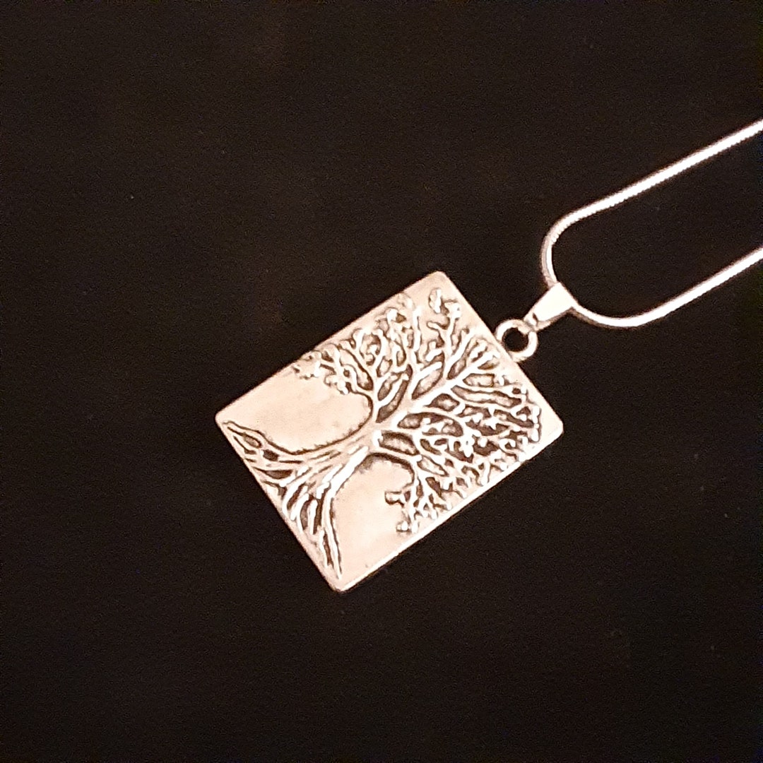 Special Tree of Life Rectangular Pendant Necklace on 20+ Inch Silver ...