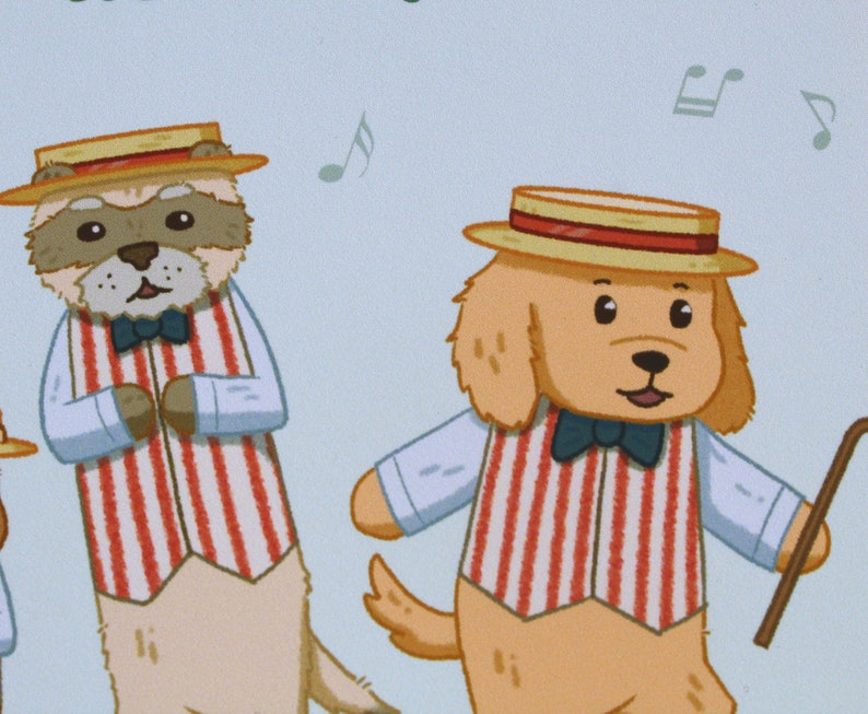 Barbershop Quartet Art Print: Kawaii Cartoon Animals (4x6 In) - Etsy