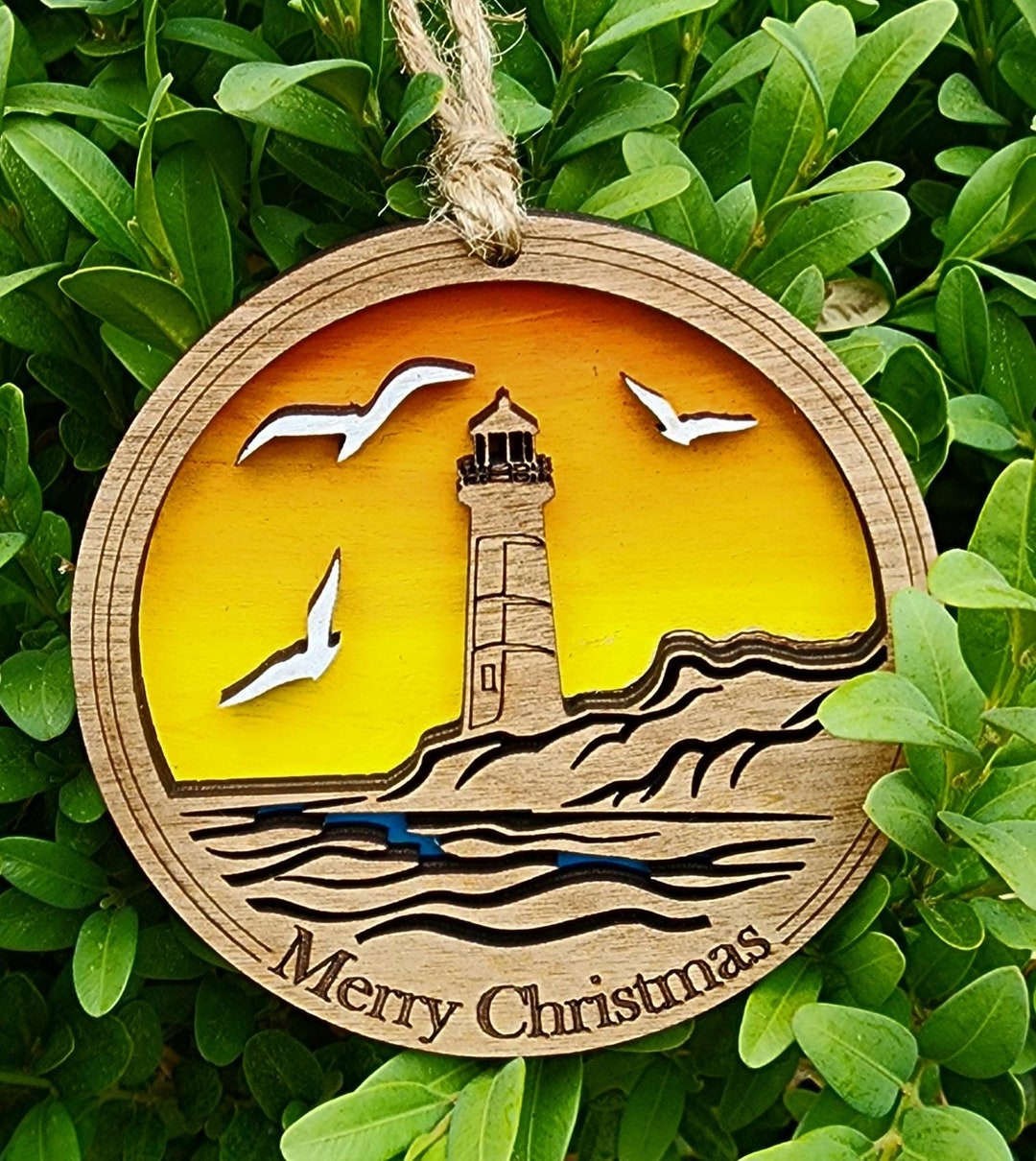 Coastal Lighthouse Laser Cut and Engraved Wooden Christmas Ornament. - Etsy