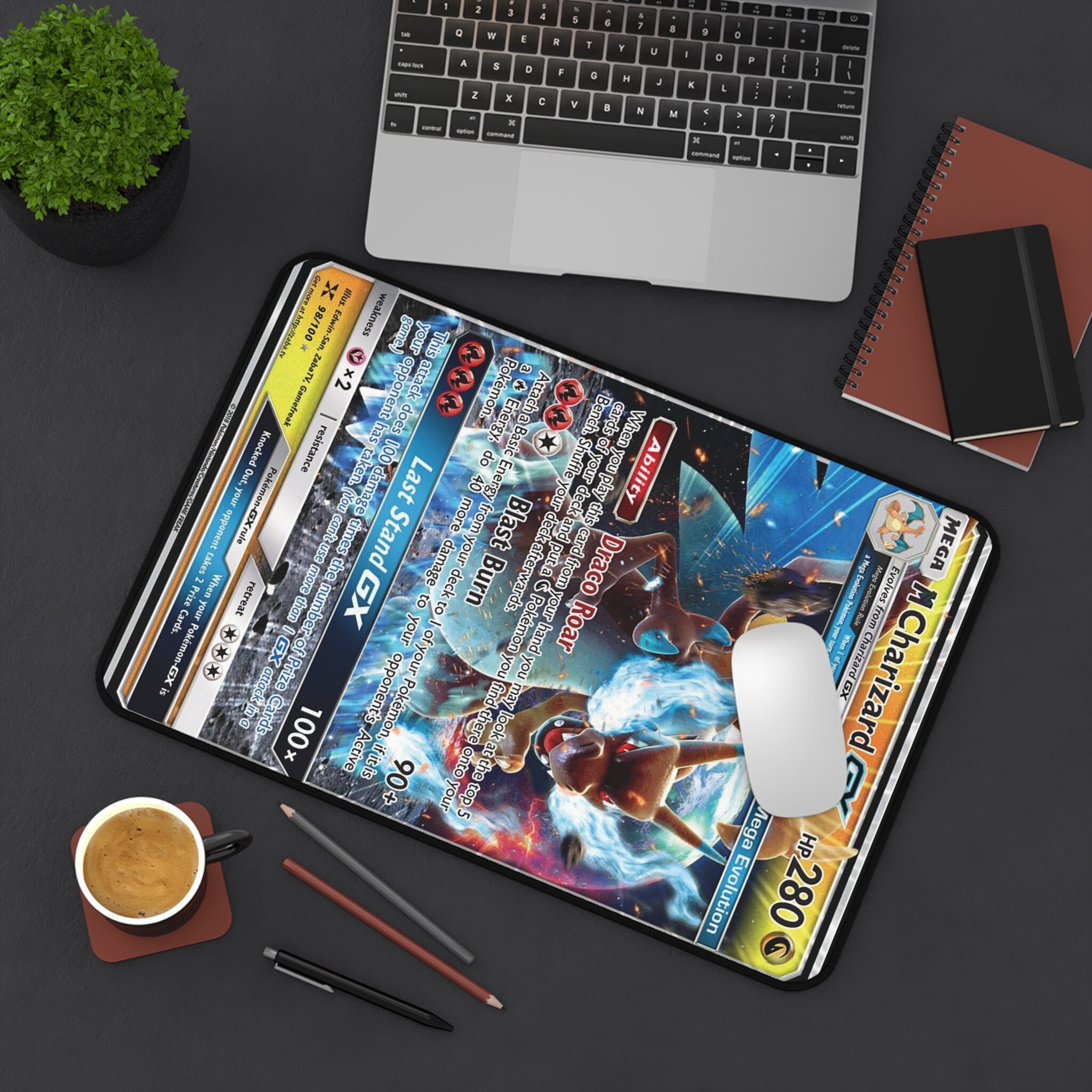 Pokemon Desk Mat, Charizard GX, Custom Desk Mat, Anime Desk Mat, Office ...