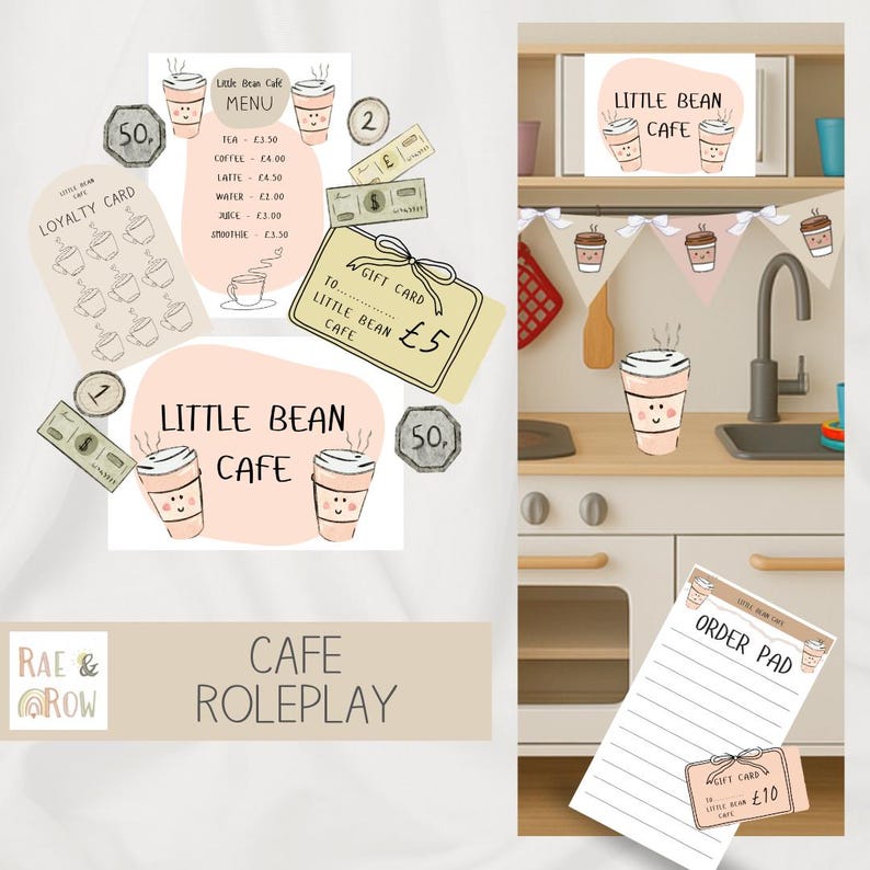 Kids Play Cafe Printables: Pretend Play Menu, Signs, & Money (digital ...