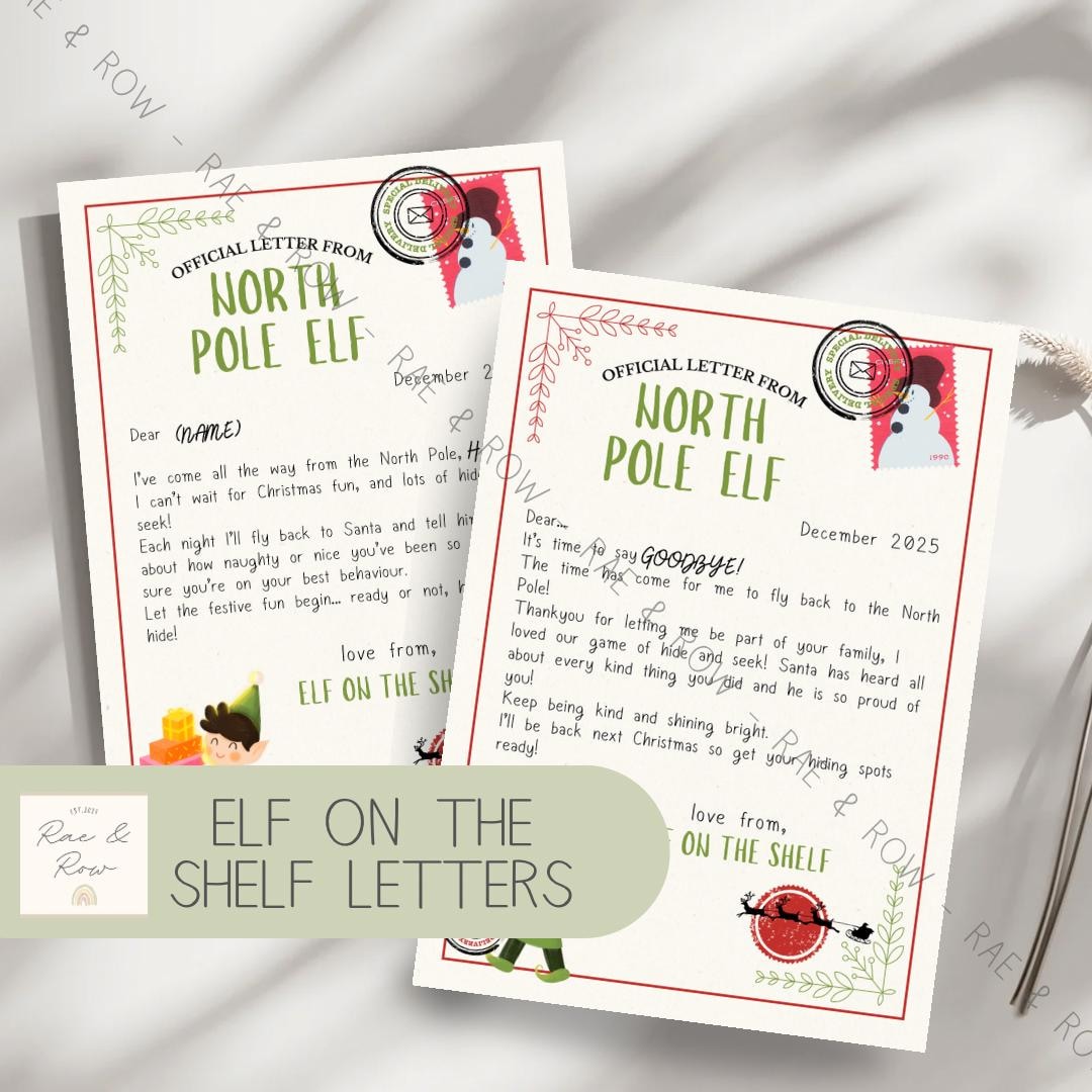 Elf on the Shelf Arrival & Goodbye Letter - Printable Christmas Letter ...