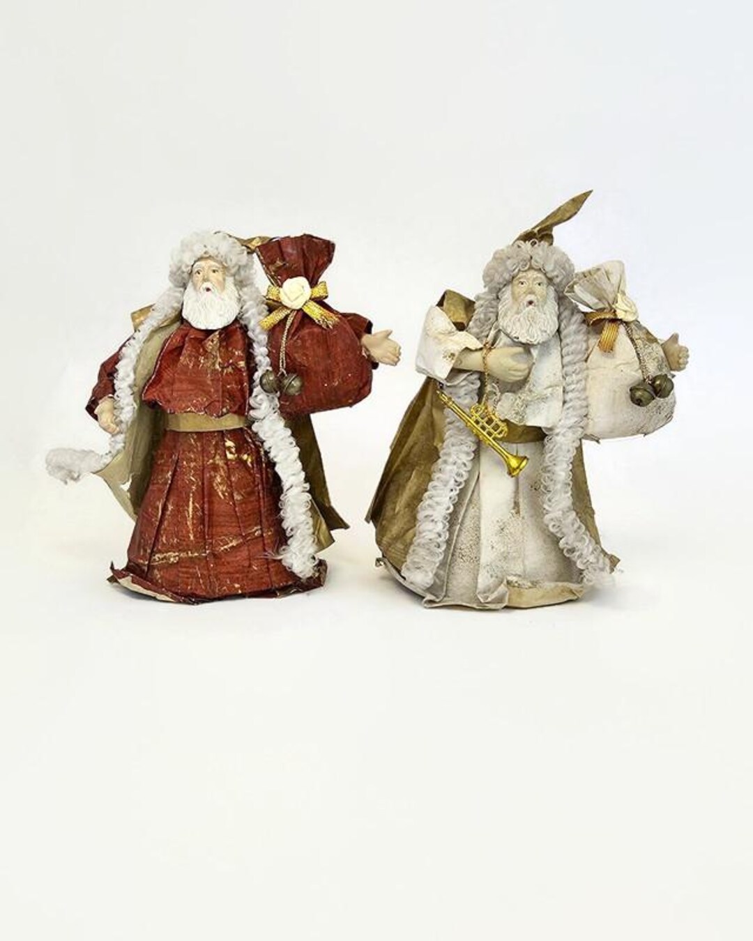 Vintage Victorian Santa Tree Toppers • Bisque Head Paper Father ...