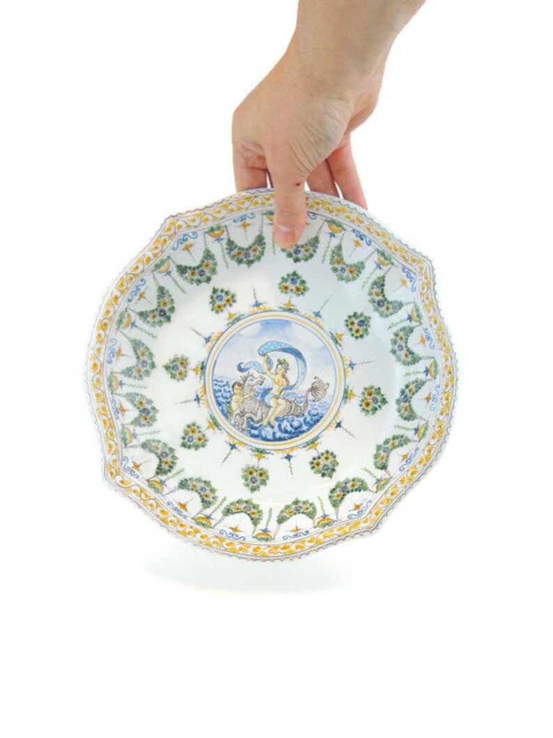 Vintage Moustiers Faience Earthenware Medallion Plate With Mythical ...