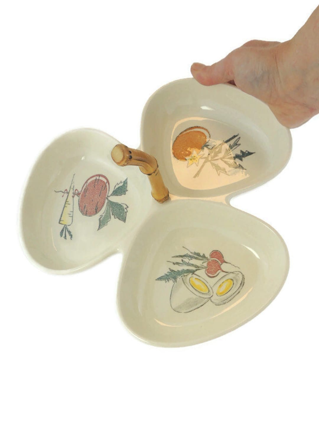 Vintage West Germany Ceramic Snack Tray With Wooden Handle and ...