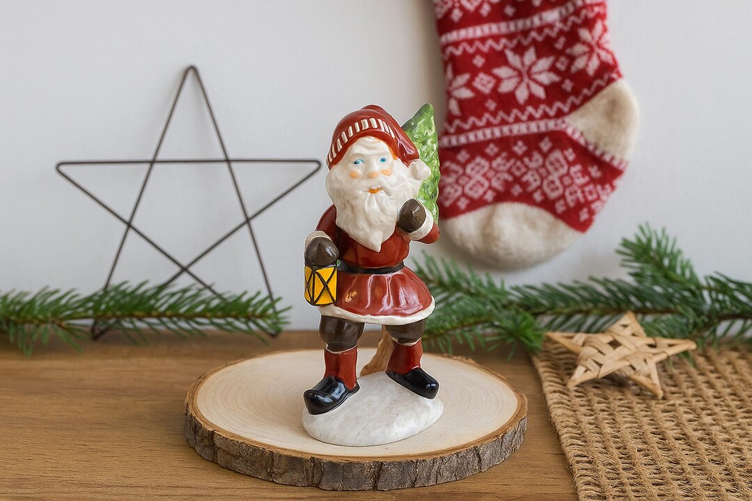 Rare Scandinavian Porcelain Santa Figurine • Vintage Nordic Santa With ...