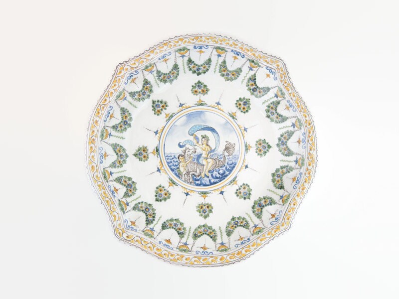 Vintage Moustiers Faience Earthenware Medallion Plate With Mythical ...