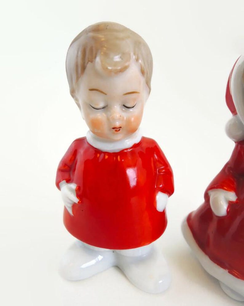 Vintage 1950s Porcelain Napco or Lefton Christmas Winter Boy and Girl ...