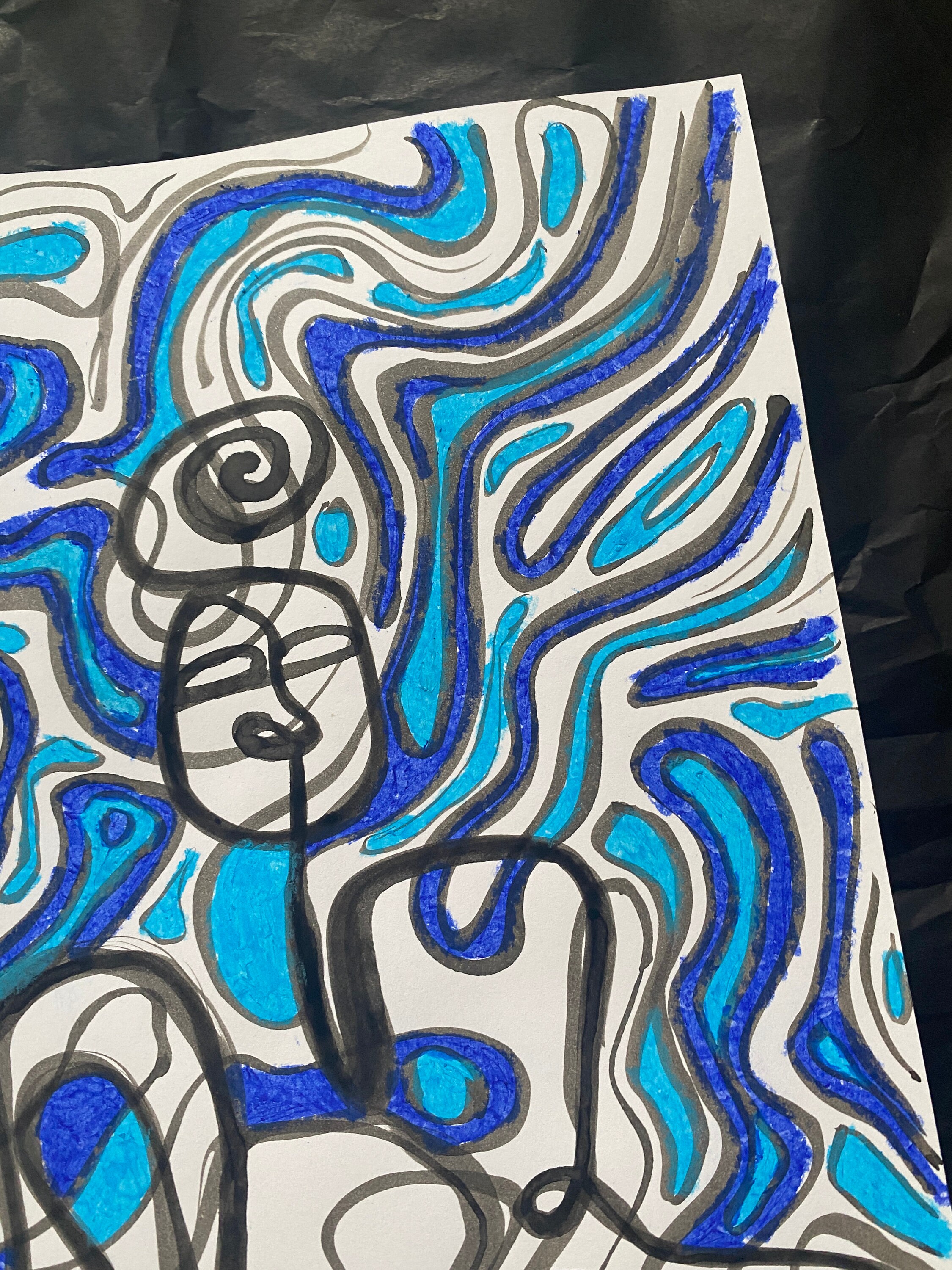 Original Painting "water Balance" Line Art Abstract With Pastel - Etsy ...