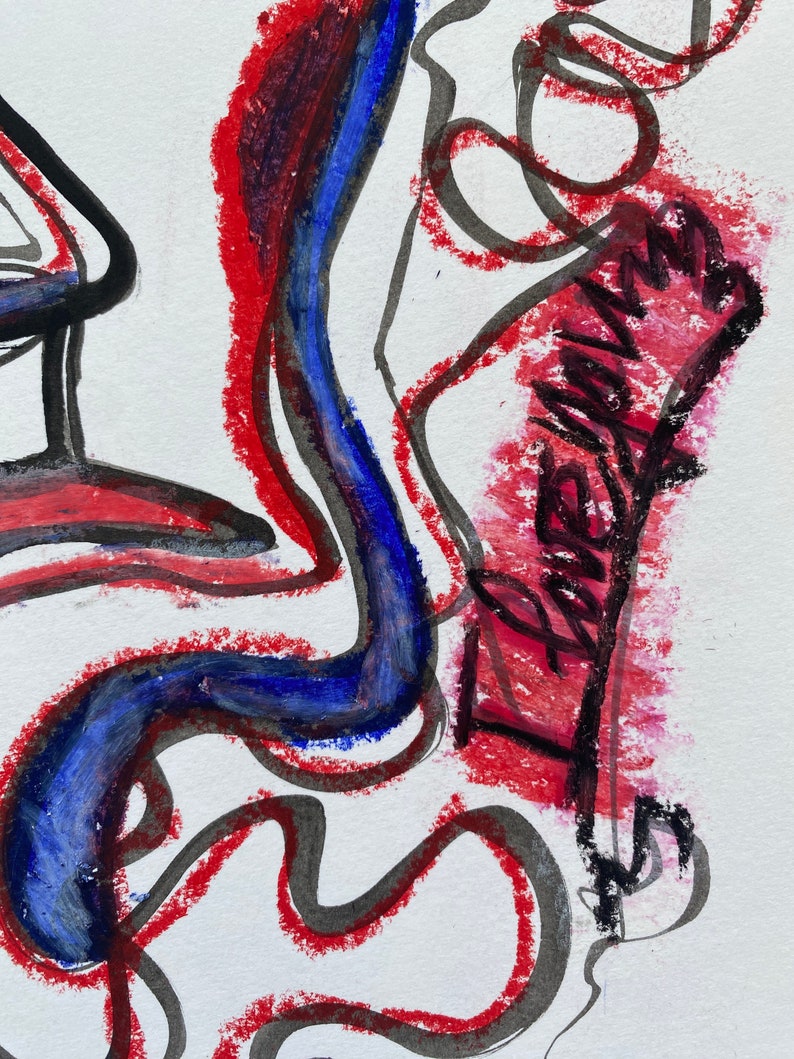 Original Painting dental Wisdom Line Art Abstract With Pastel - Etsy