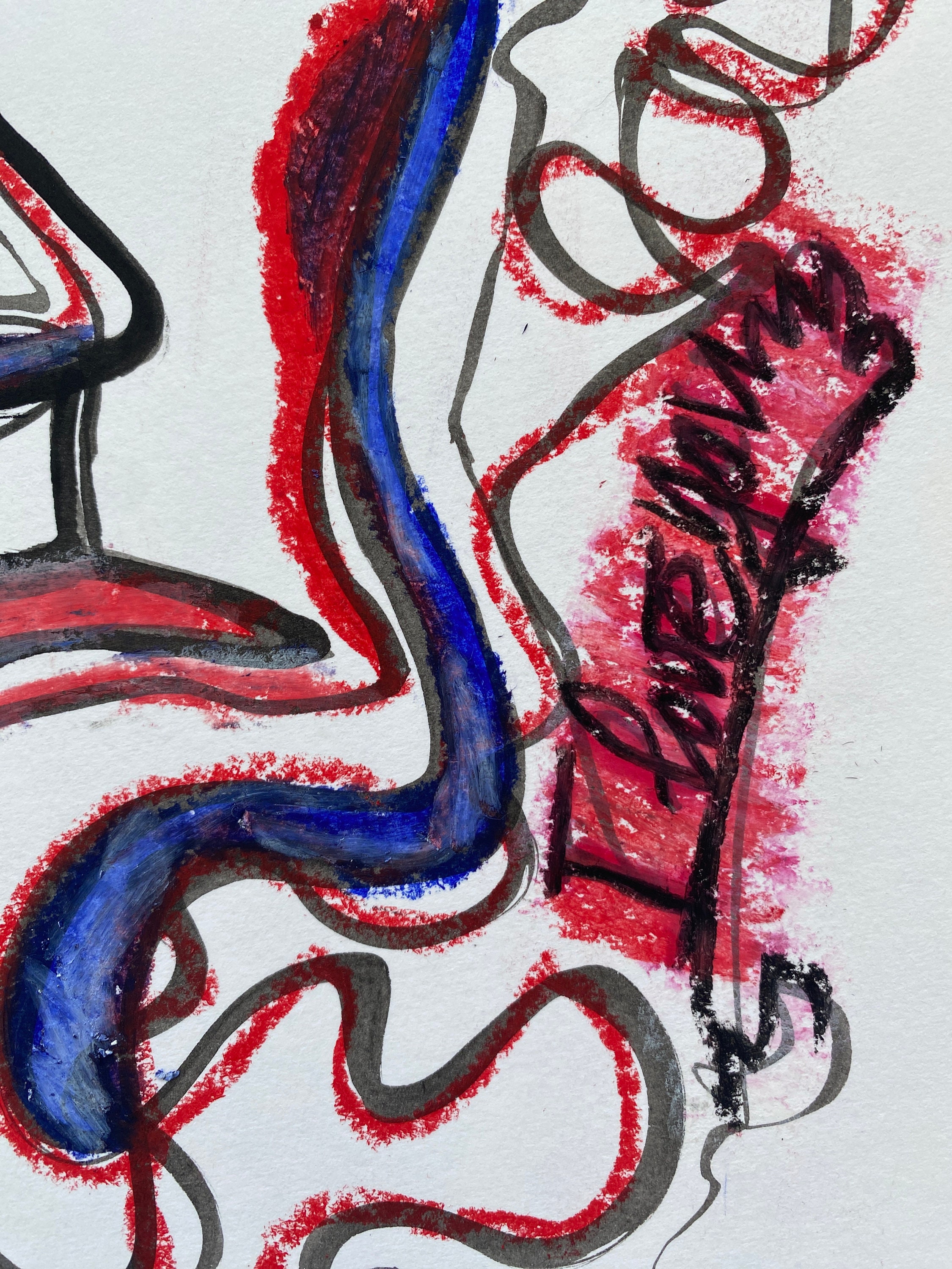 Original Painting "dental Wisdom" Line Art Abstract With Pastel - Etsy