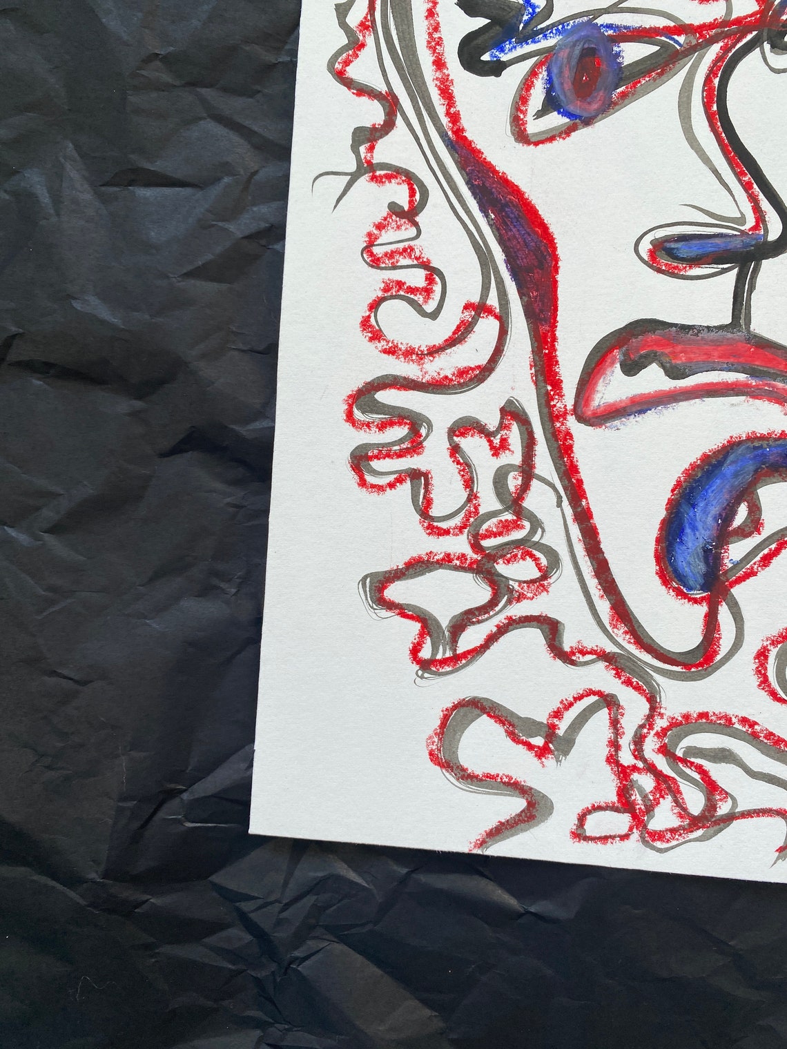 Original Painting dental Wisdom Line Art Abstract With Pastel - Etsy