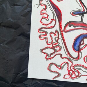 Original Painting "dental Wisdom" Line Art Abstract With Pastel - Etsy