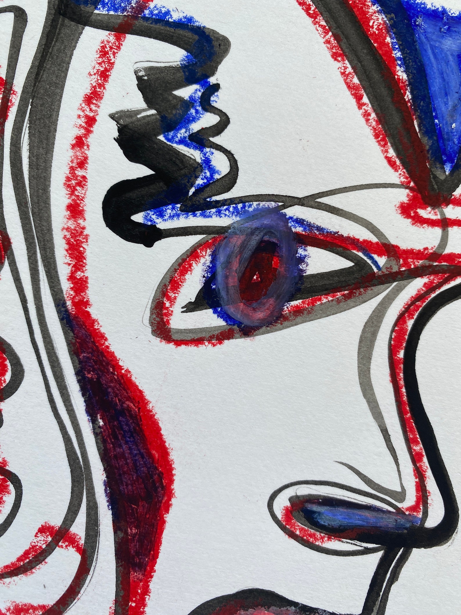 Original Painting "dental Wisdom" Line Art Abstract With Pastel - Etsy