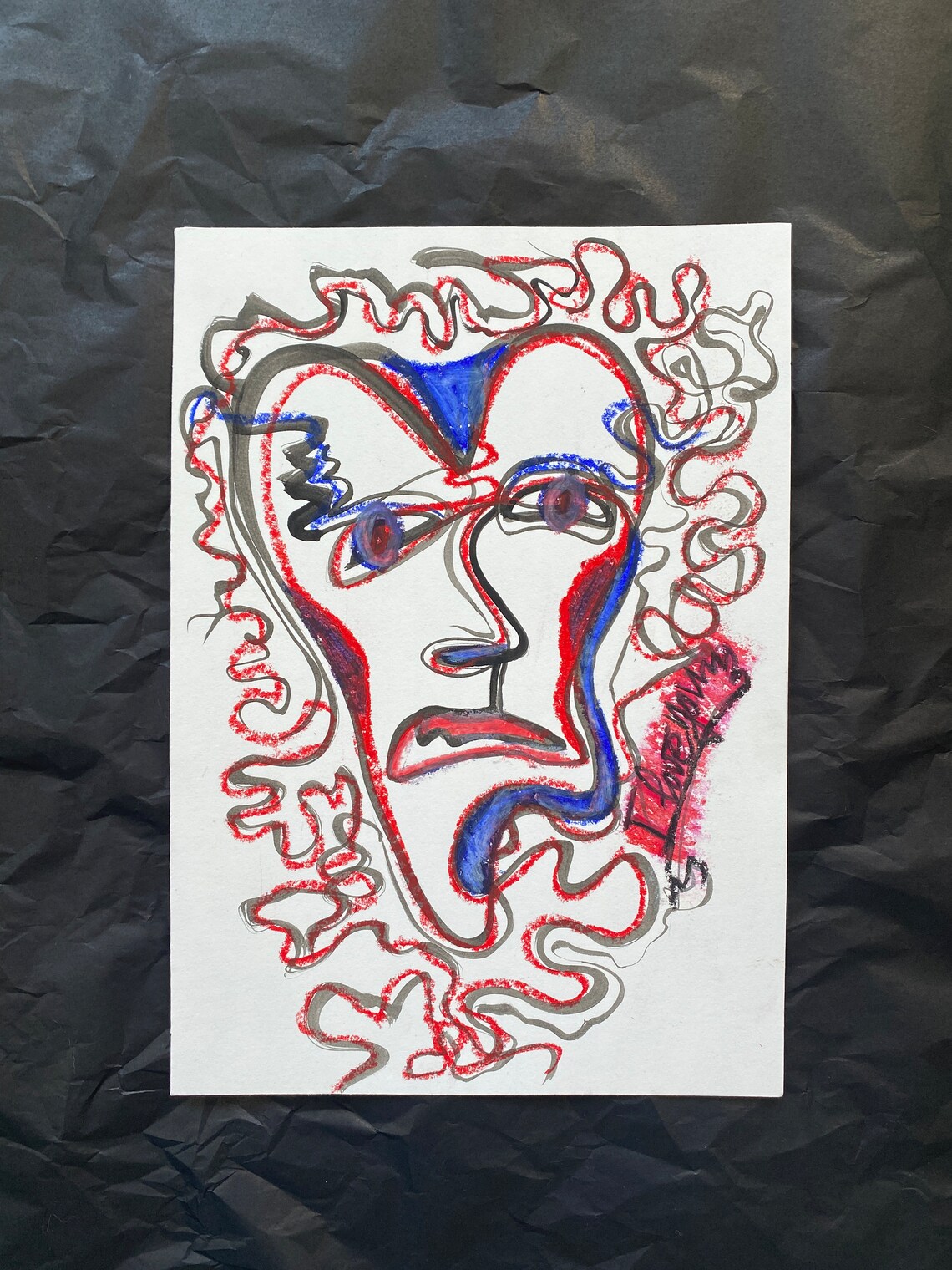 Original Painting "dental Wisdom" Line Art Abstract With Pastel - Etsy