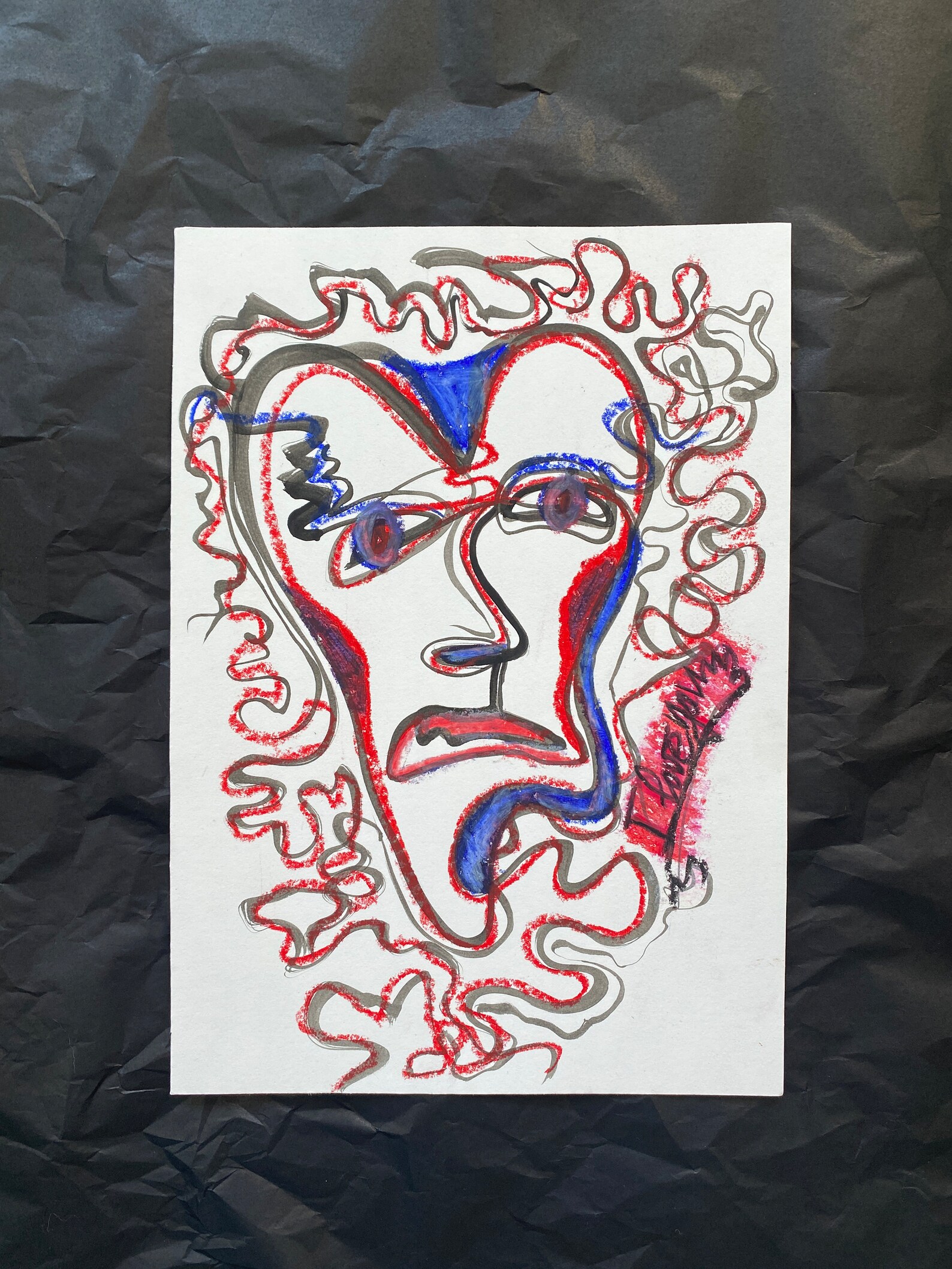 Original Painting "dental Wisdom" Line Art Abstract With Pastel - Etsy